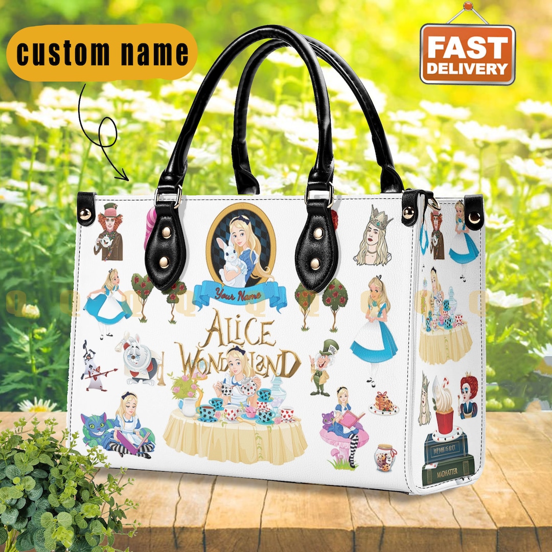 Alice in Wonderland Leather Bag, Cute Alice With Friends Women Handbag ...