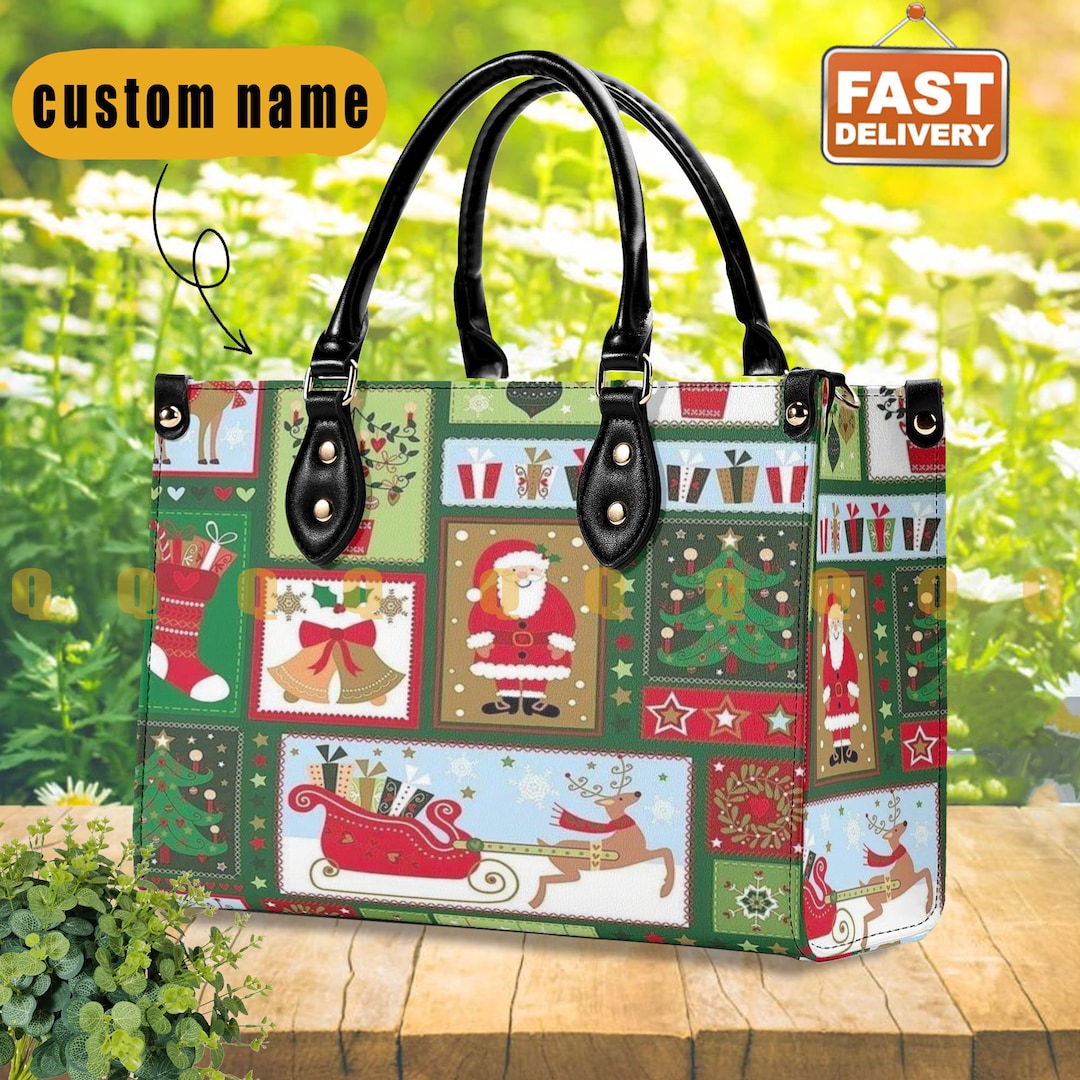 Christmas Santa Claus Women Leather Bag Handbag,christmas Woman Handbag ...