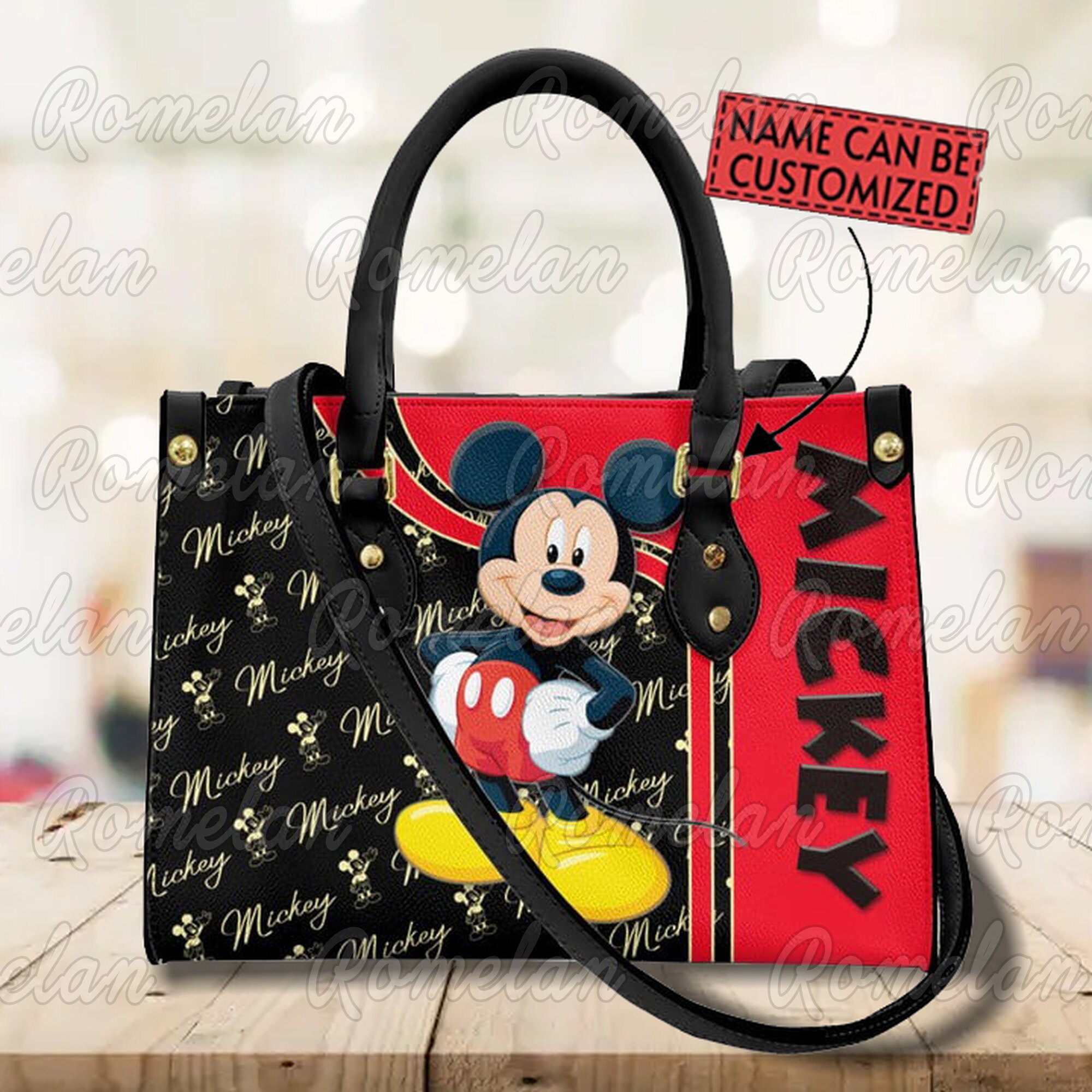Mickey Cute Pattern Leather Handbag, Mickey Woman Purse, Mickey Lover's ...