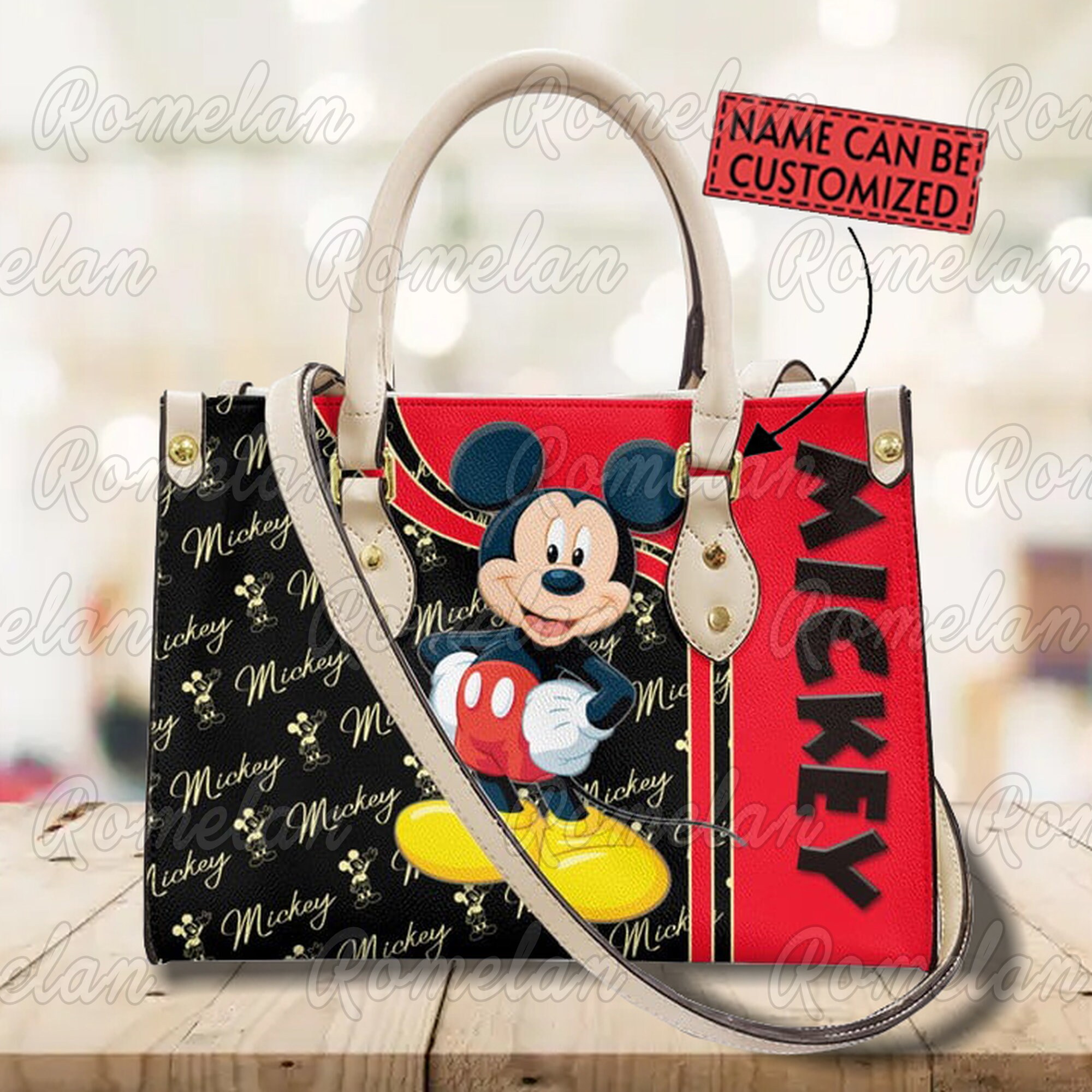 Mickey Cute Pattern Leather Handbag, Mickey Woman Purse, Mickey Lover's ...