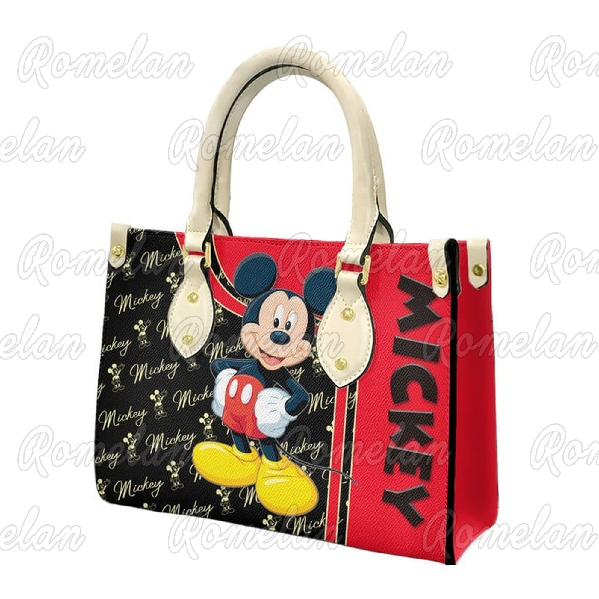 Mickey Cute Pattern Leather Handbag, Mickey Woman Purse, Mickey Lover's ...