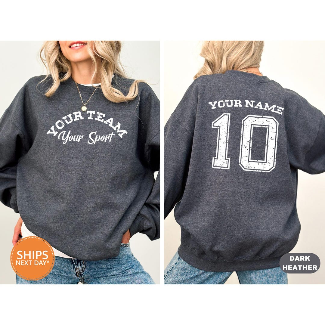Sports Team Sweatshirt | Your Custom Text and Number Crewneck | Custom ...