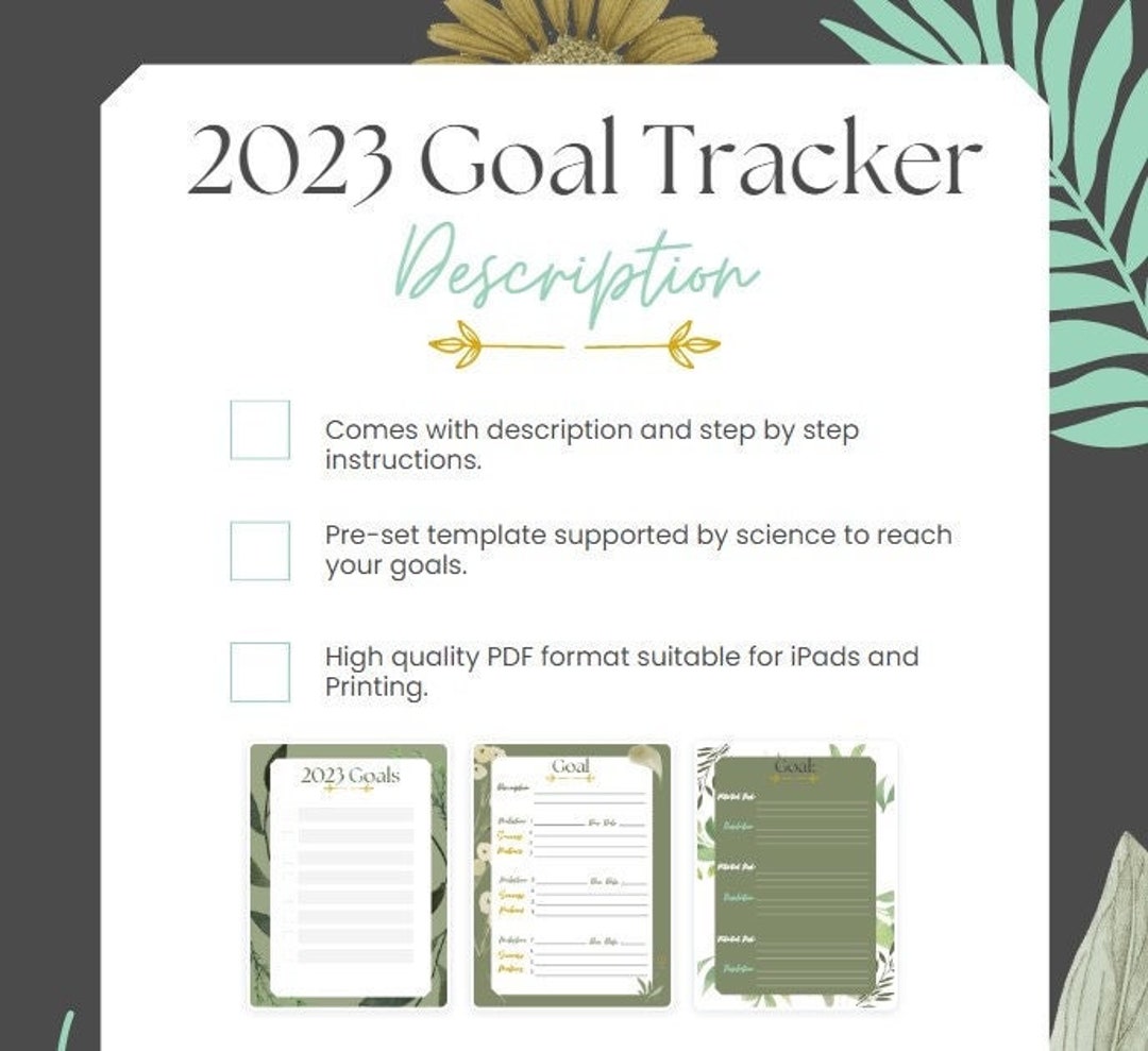 2023 Goal Planner Leafy Green Theme - Etsy
