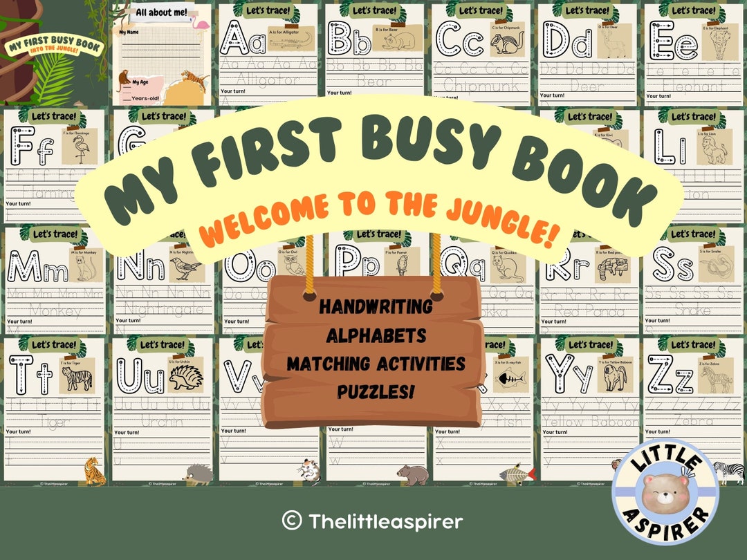 JUNGLE Busy Book. Printable Preschool Learning Binder. - Etsy