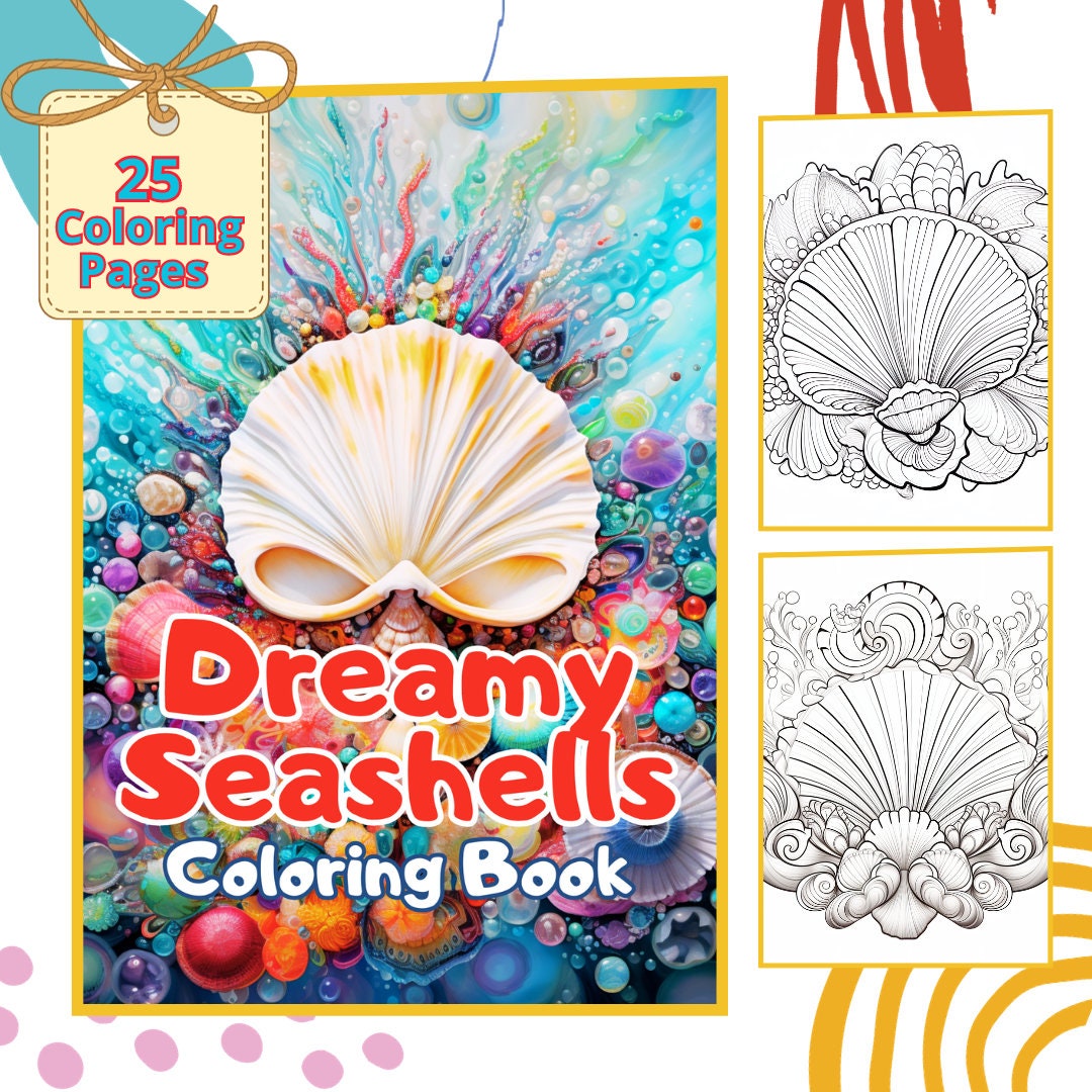 Seashells Printable Coloring Book for Adults Coloring Page - Etsy