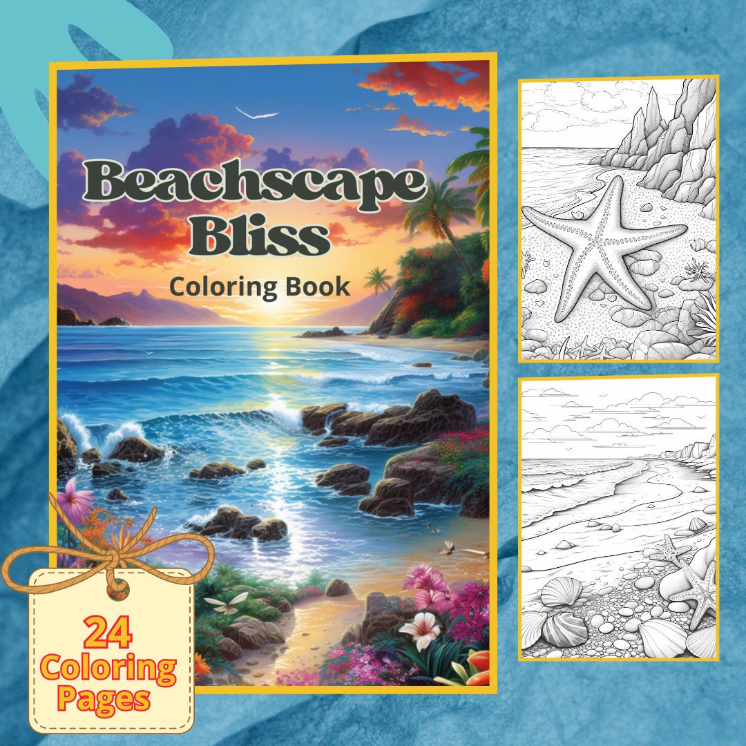 Printable Coloring Book Beachscape for Adults and Kids - Etsy