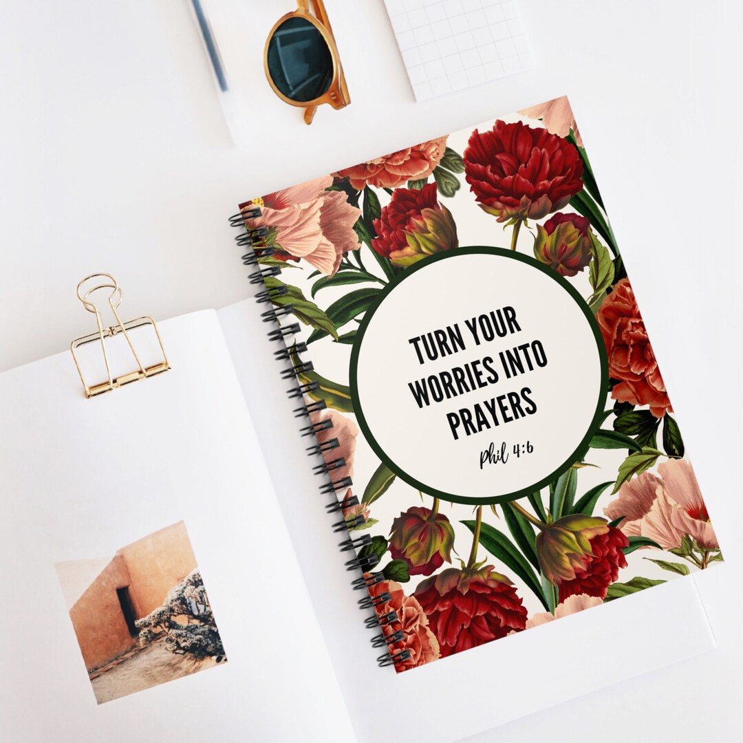 Turn Your Worries Into Prayers, Phil 4:6, Spiral Ruled Lines, Christian ...