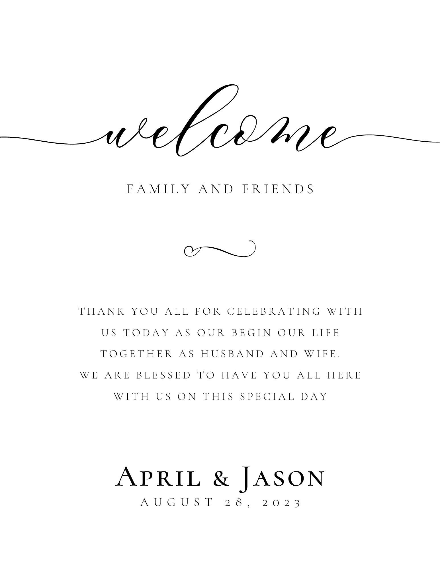 Welcome Letter & Event Planner Letter, Minimalist Wedding Order of ...