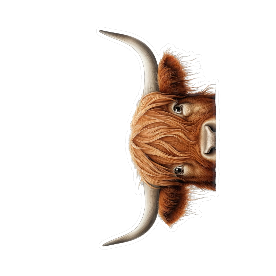 Peeking Highland Cow Kiss-cut Vinyl Decals - Etsy