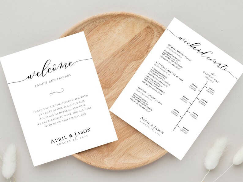 Welcome Letter & Event Planner Letter, Minimalist Wedding Order of ...
