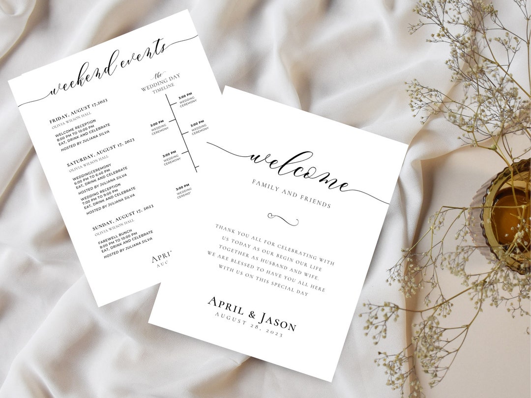 Welcome Letter & Event Planner Letter, Minimalist Wedding Order of ...