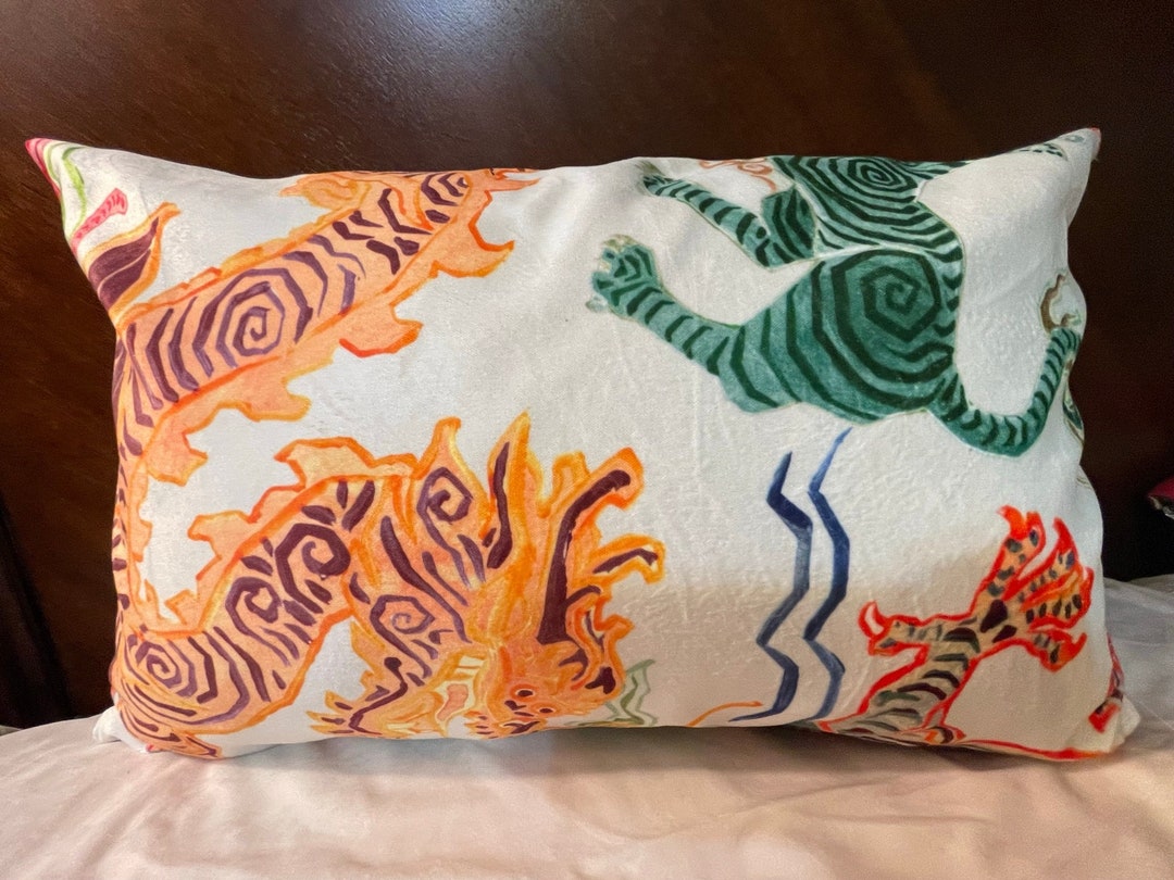 Traditional Chinese Silk Cushion Pillows Dragon Tiger - Etsy