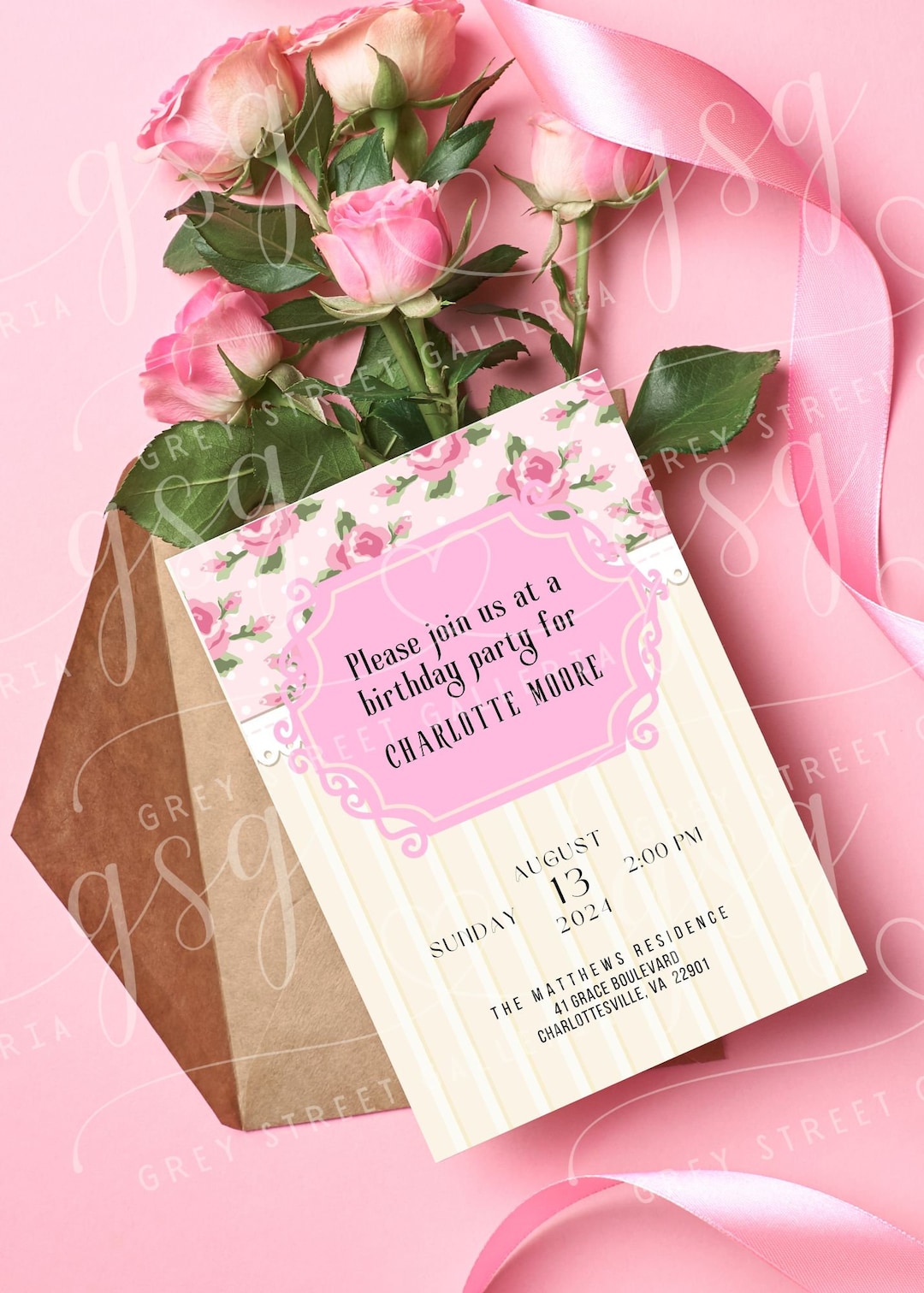 DIY Coquette Themed Birthday Party Invitation Template Bundle | Edit in ...