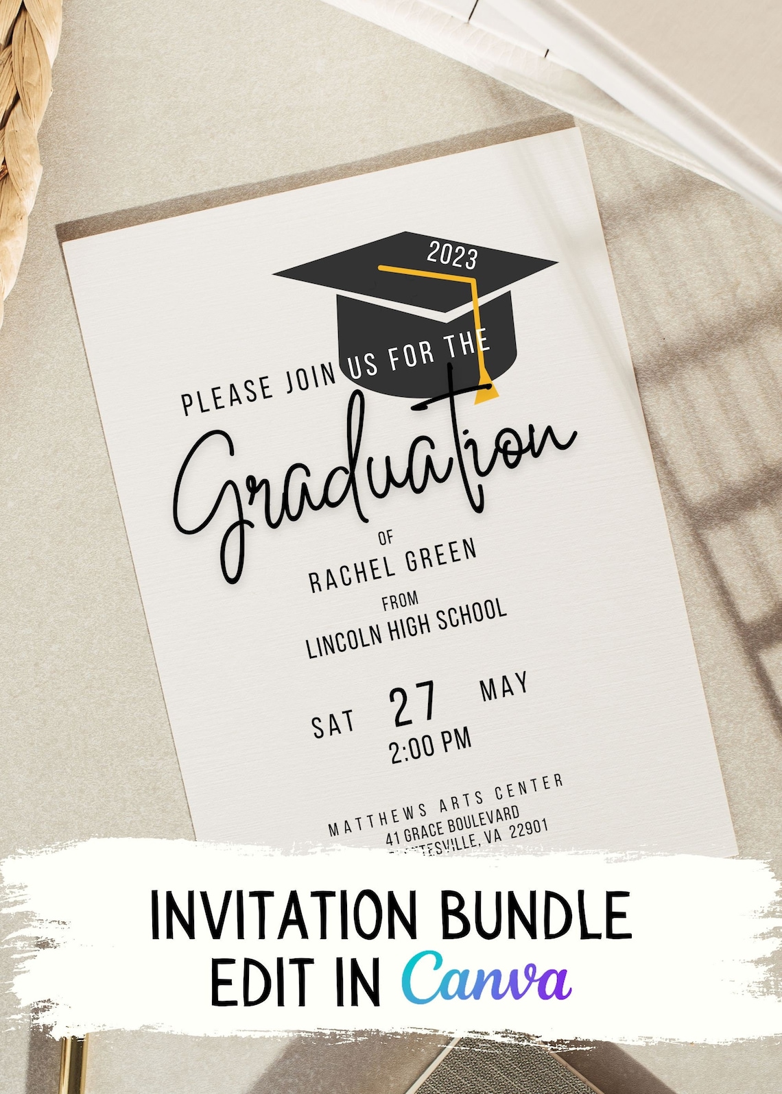 Graduation Invitation Template Bundle, Edit in Canva, Personalized ...
