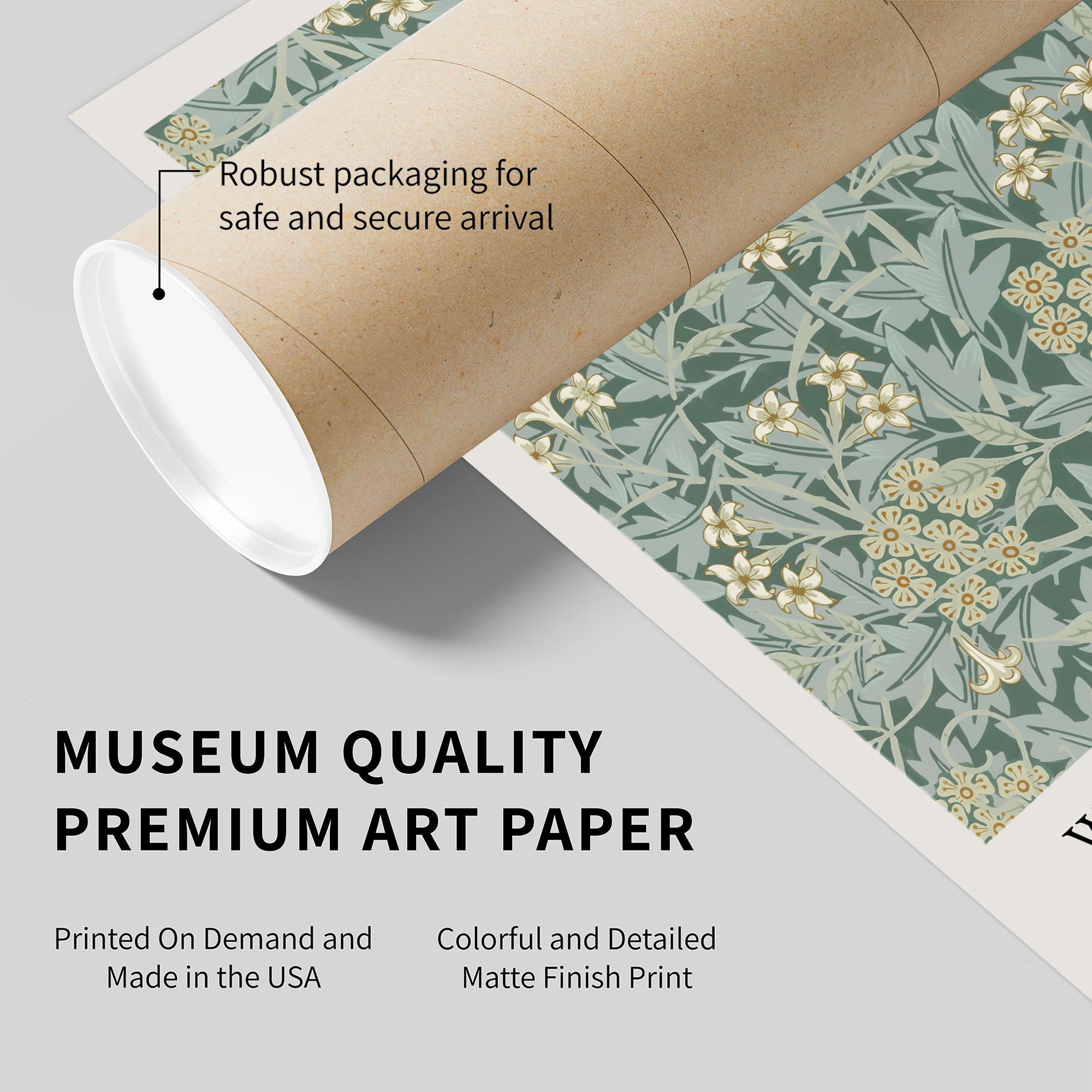 William Morris Floral Botanical Prints Wall Art 3 Panel SET Jasmine ...