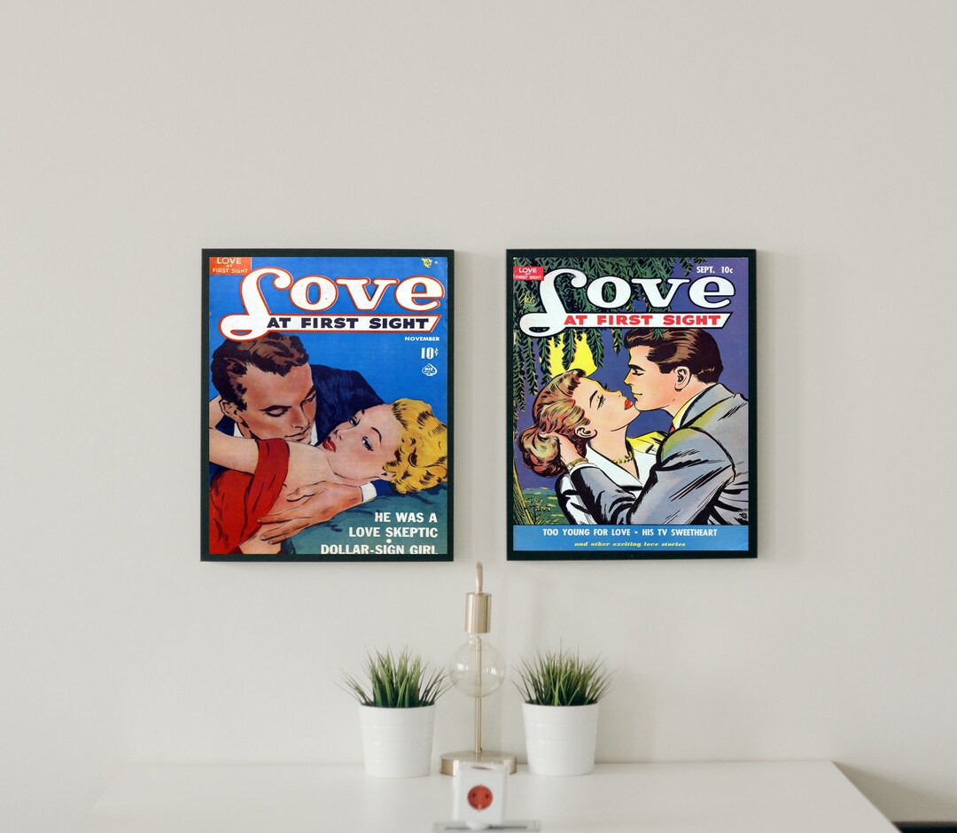 Comic Retro Cover Art, Digital Print, Vintage, Trendy Art, Romantic ...