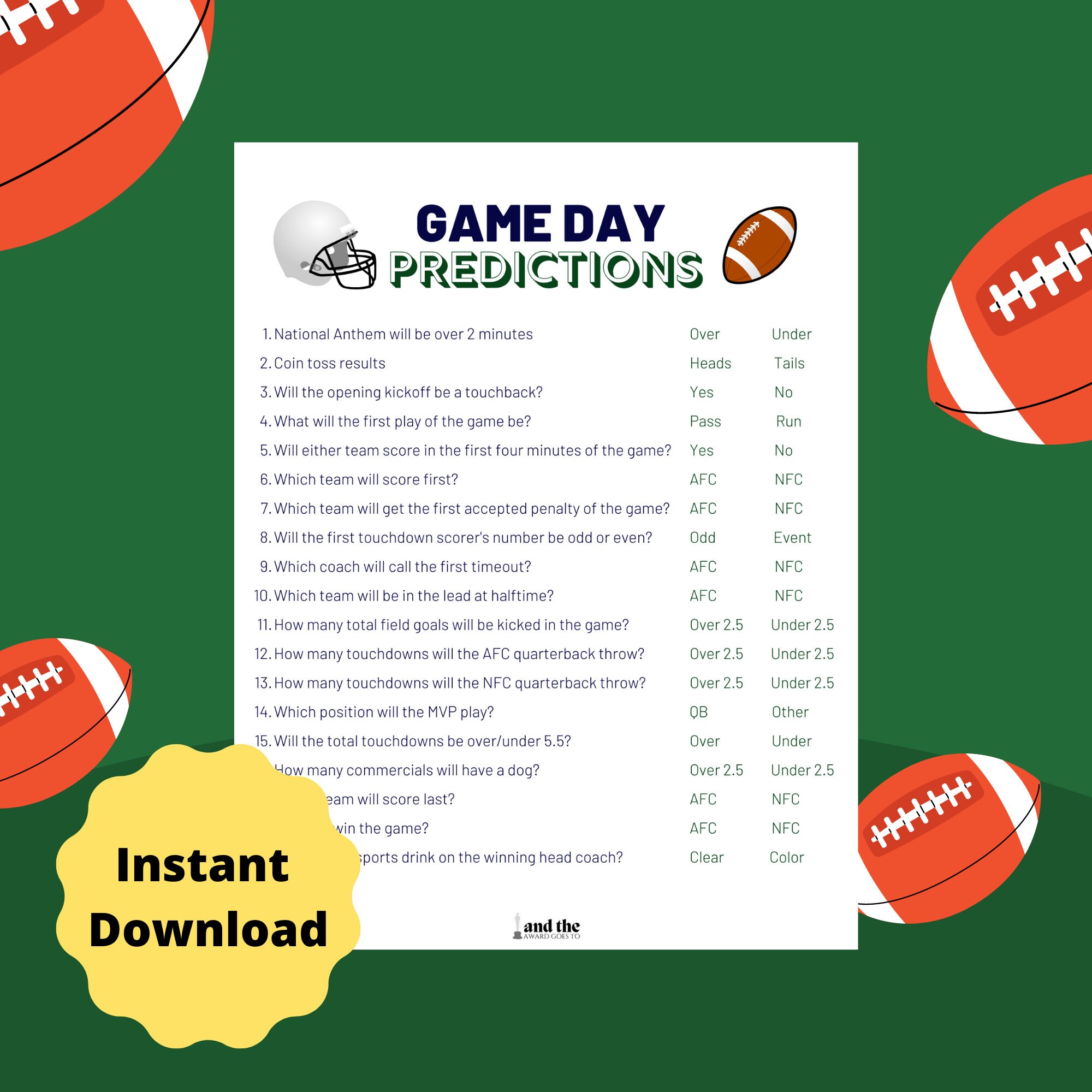 2025 Game Day Watch Party Pack Football the Big Game Printable ...