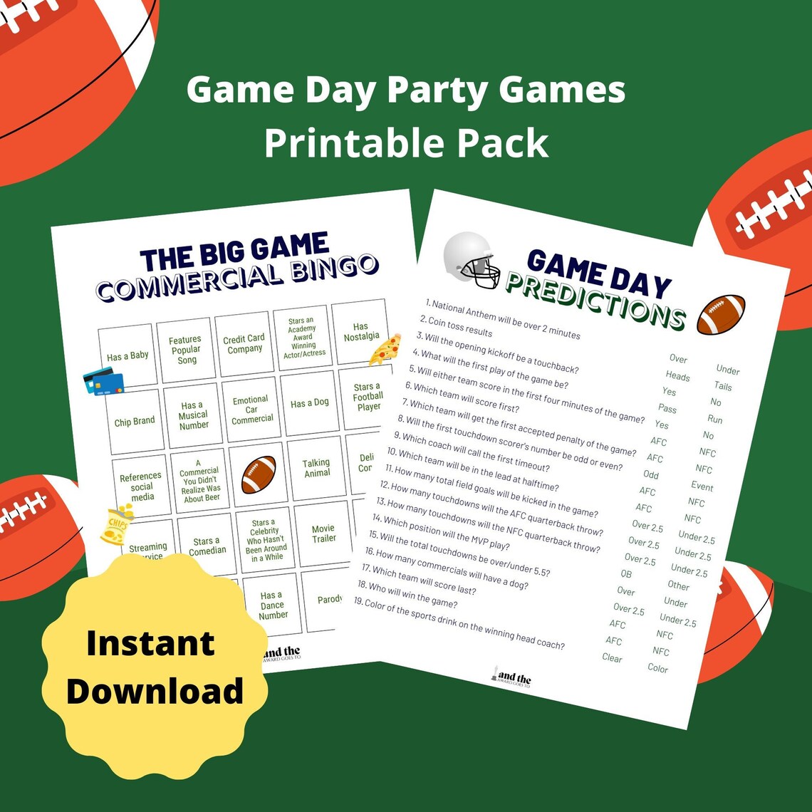 2025 Game Day Watch Party Pack Football the Big Game Printable ...