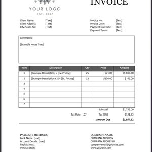 Simple Smart Invoice Template - Etsy