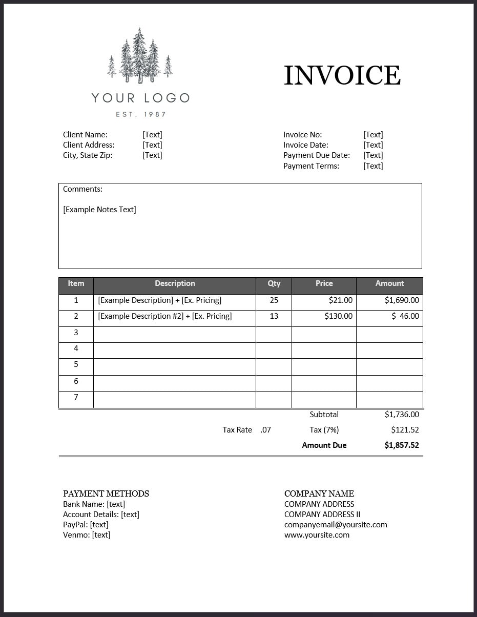 Simple Smart Invoice Template - Etsy