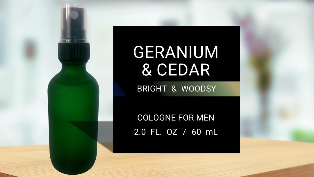 Geranium & Cedar Natural Cologne for Men Powerful Essential Oil Parfum ...
