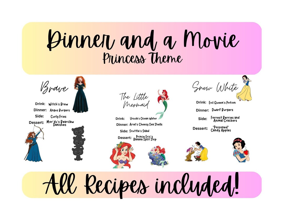 Kids Menu Movie Menu Ideas Dinner and a Movie 11 Recipes - Etsy