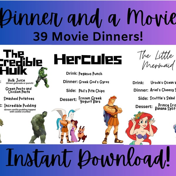 Movie and Dinner Cards - Etsy