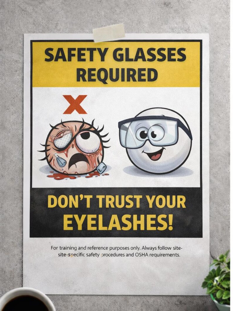 Safety Glasses Required Poster – Funny Workplace Safety Sign ...