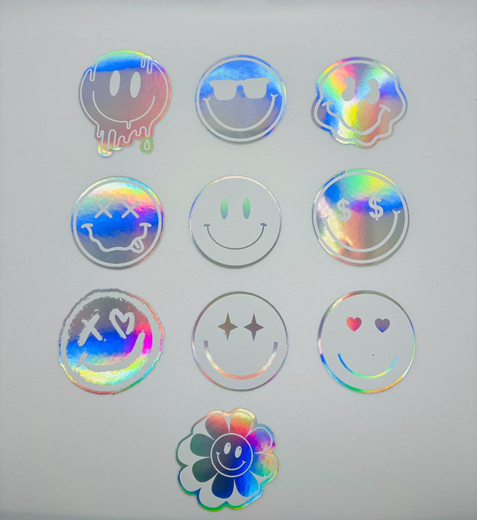 Smiley Face Sticker, Holographic Stickers, Vinyl Stickers, Hydro Flask ...