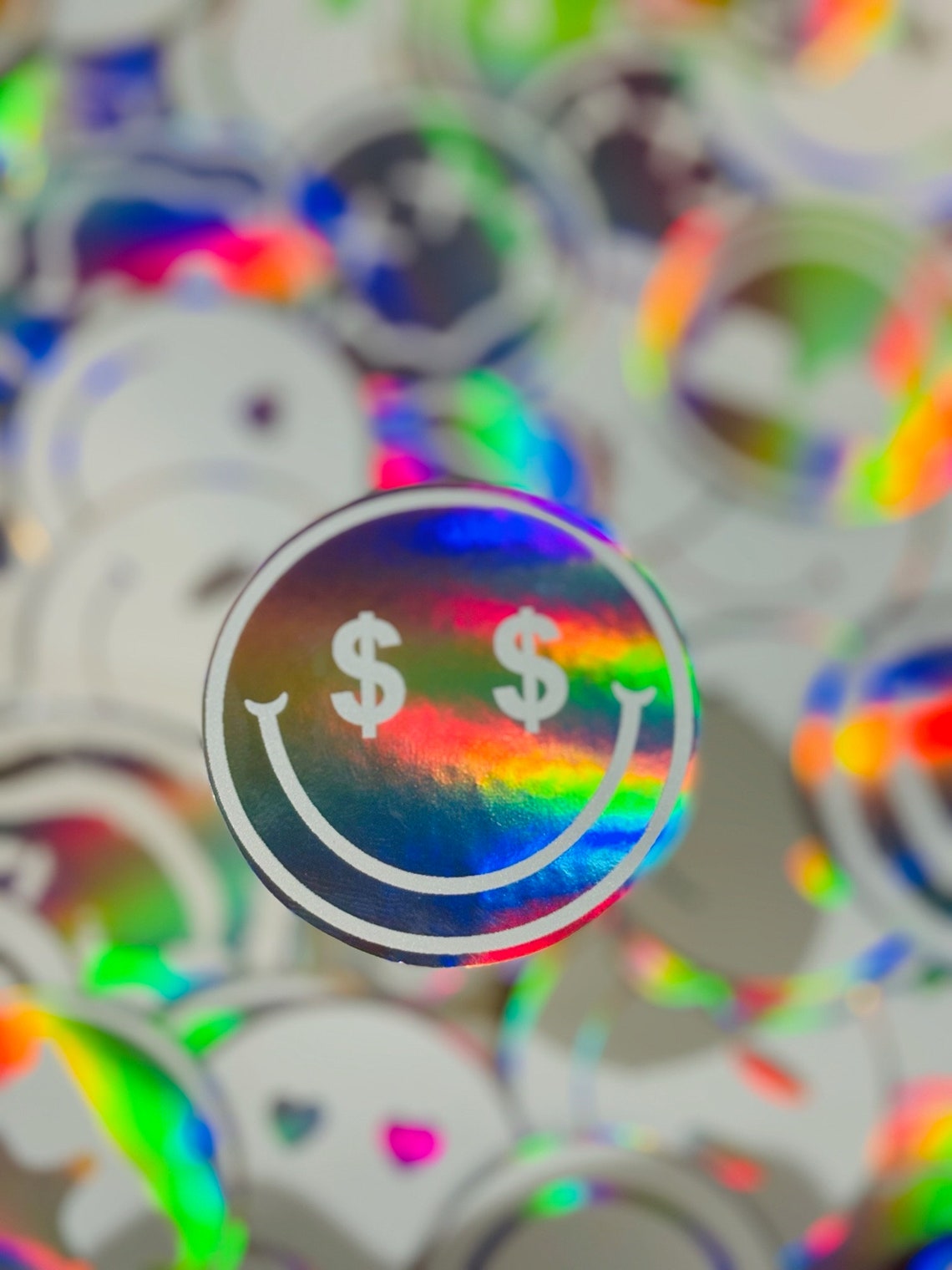 Smiley Face Sticker, Holographic Stickers, Vinyl Stickers, Hydro Flask ...