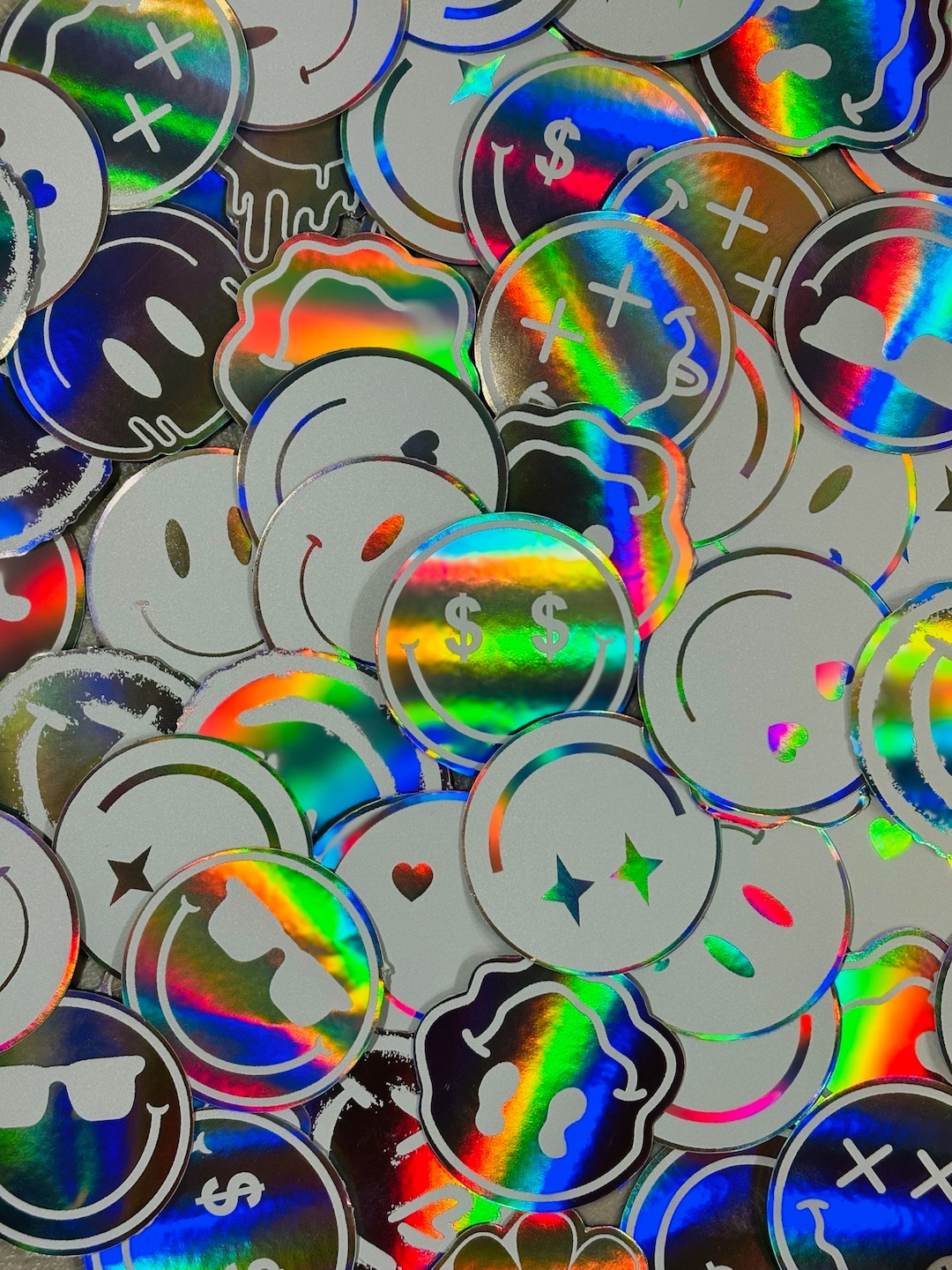 Smiley Face Sticker, Holographic Stickers, Vinyl Stickers, Hydro Flask ...