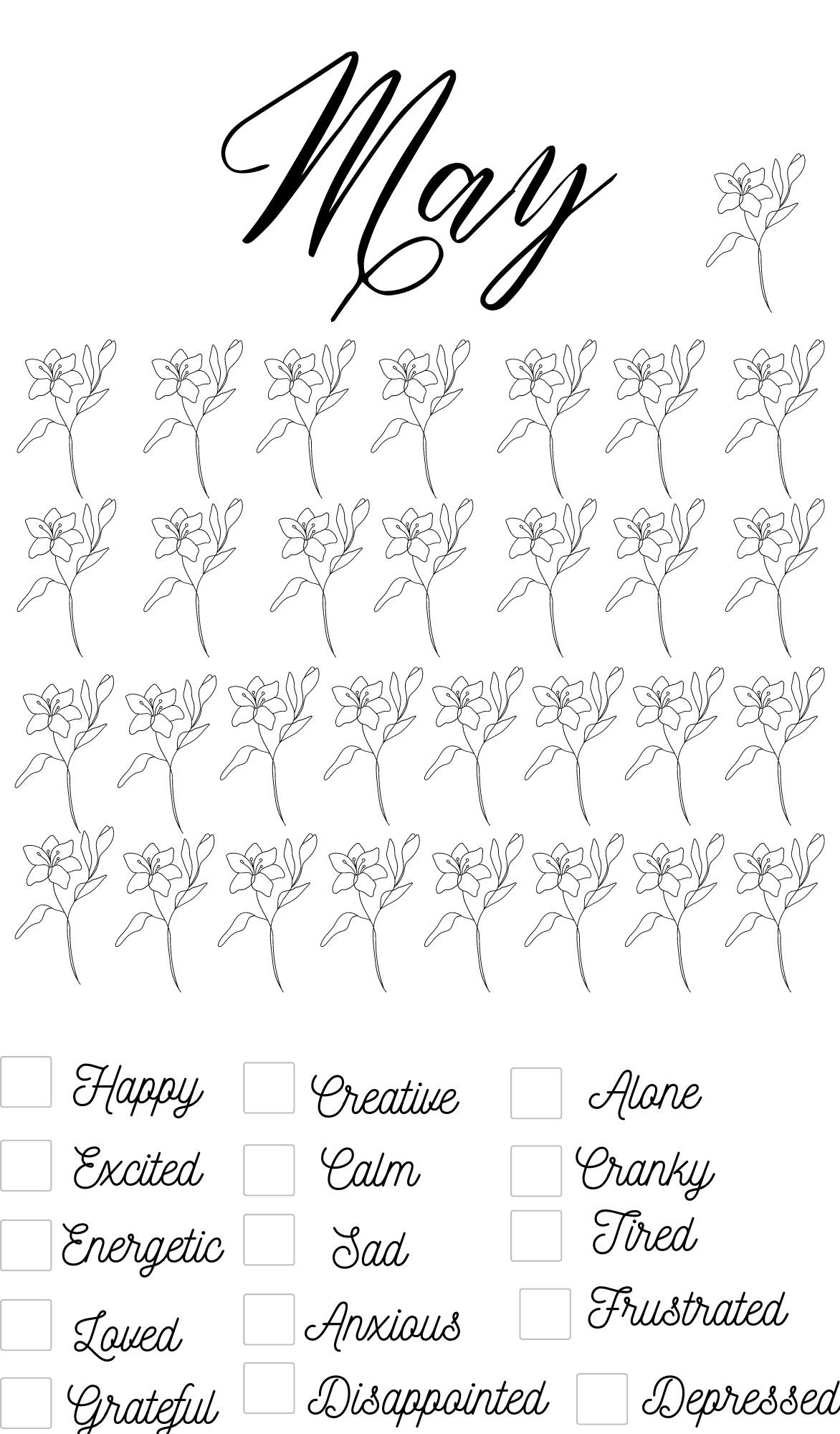 Monthly Mood Tracker January-may - Etsy Canada