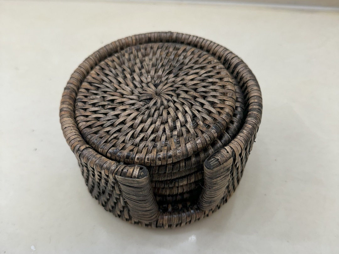 Handmade Round Rattan Coasters Set of 69.5 Cm Stylish Natural Rattan ...