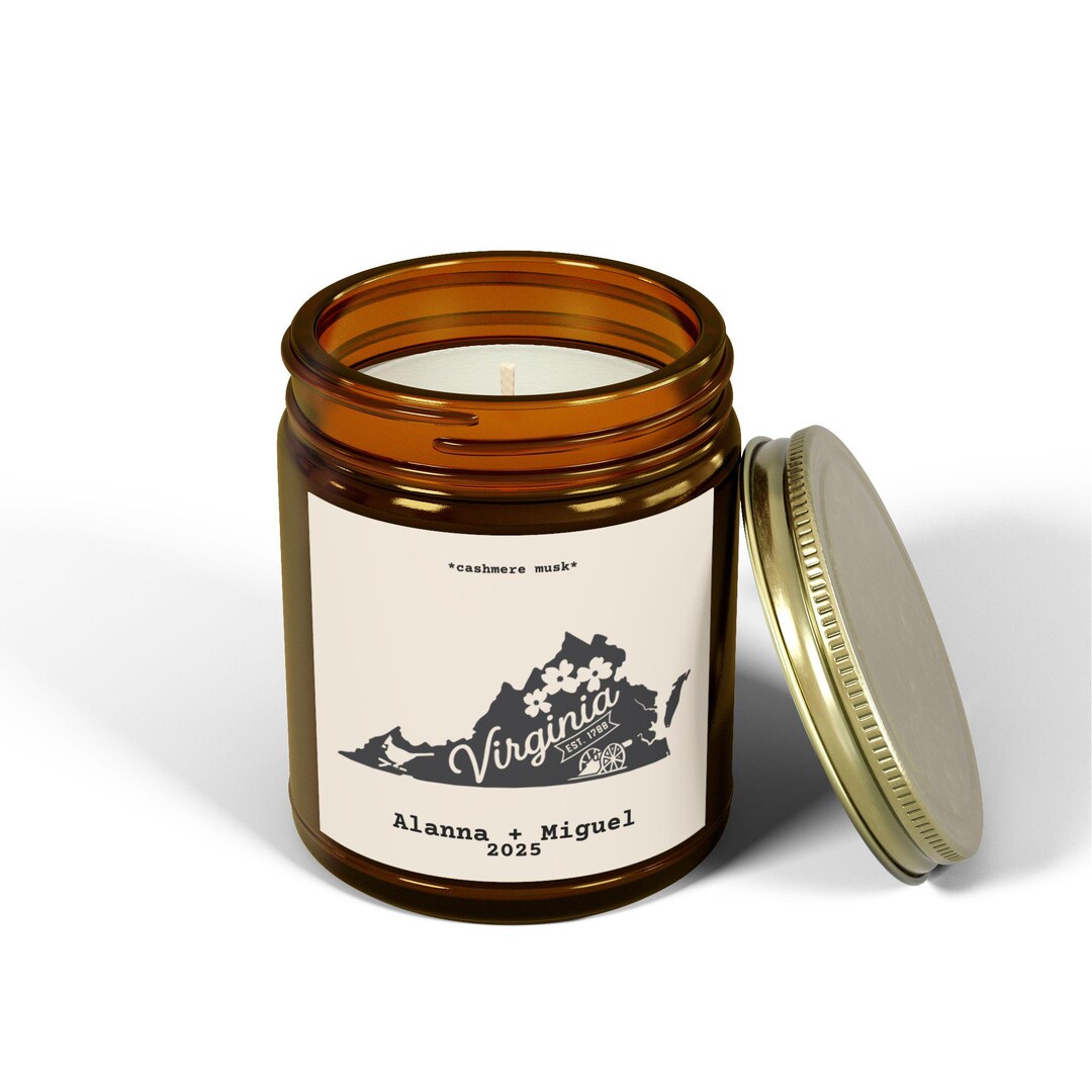 Personalized Virginia Candle: Coconut Apricot Wax, Wedding Favor Gift ...