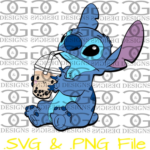 Stitch Drinking Boba Png - Etsy