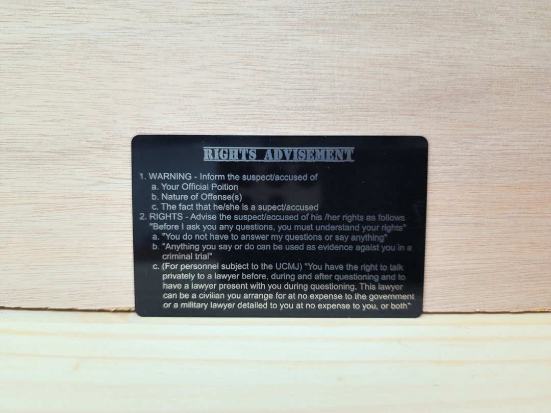 Metal Army Rights Advisement Patrol Reference Card - Etsy