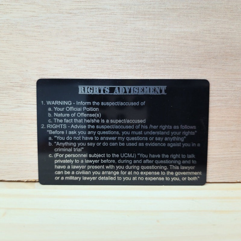 Metal Miranda Rights Cards - Etsy