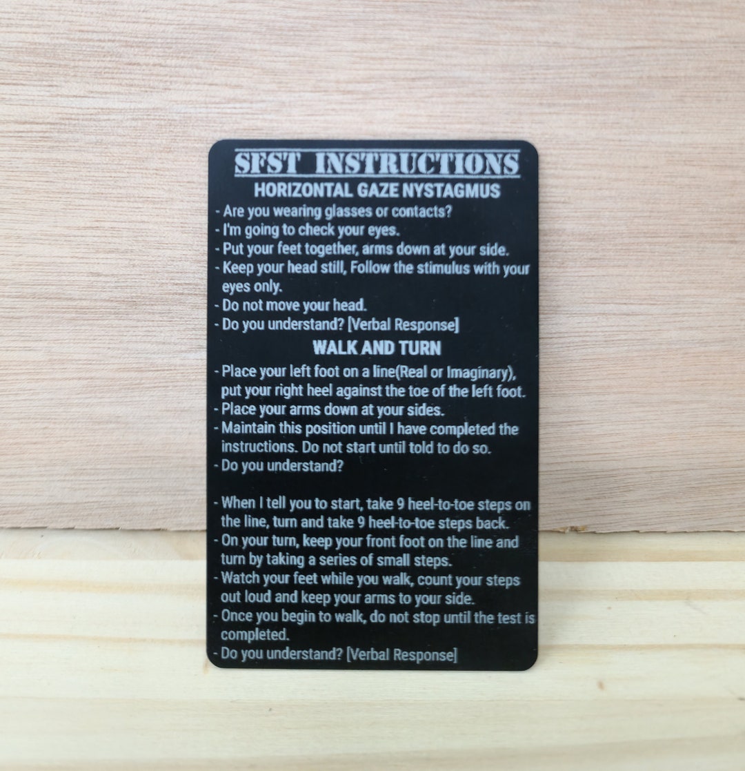 Metal Sobriety Patrol Reference Card - Etsy