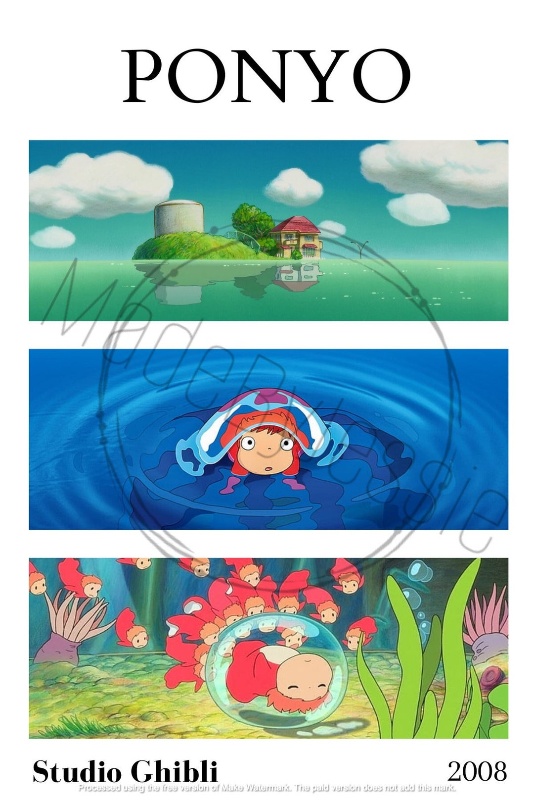 Ponyo Studio Ghibli Poster - Etsy