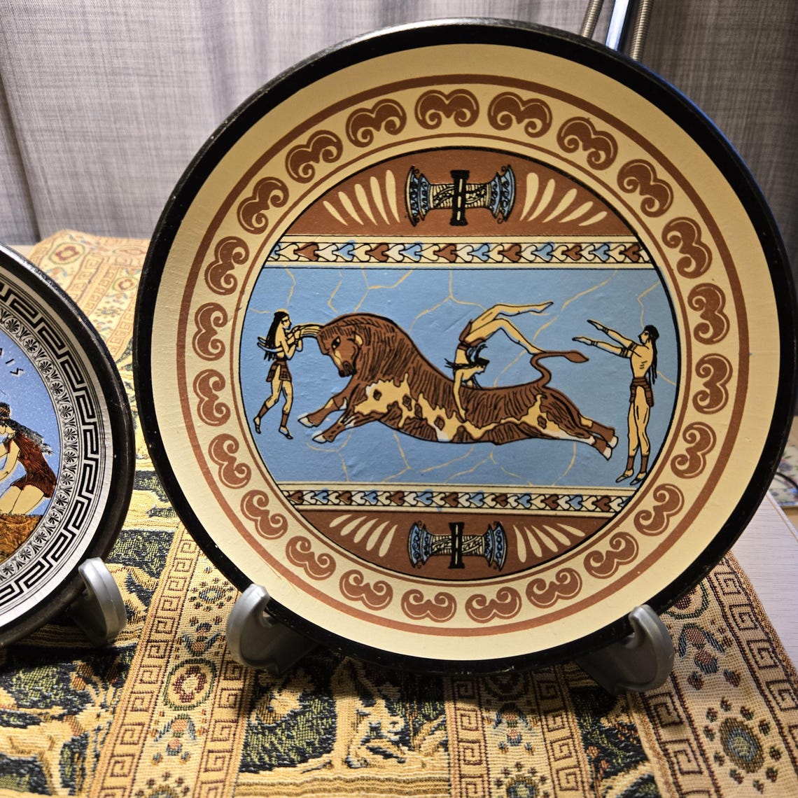 Vintage Greek Mythology Plate Set: Artemis & Bull-leaping Wall Decor - Etsy