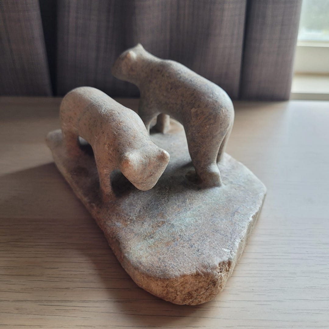Hand-carved Inuit Soapstone Sculpture – Two Bears Walking – Indigenous ...