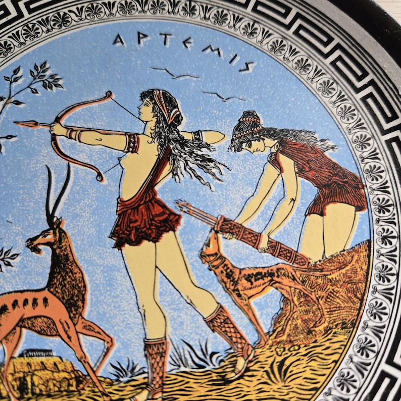 Vintage Greek Mythology Plate Set: Artemis & Bull-leaping Wall Decor - Etsy