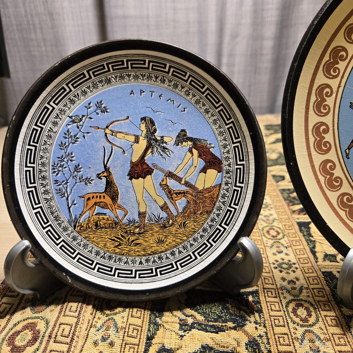 Vintage Greek Mythology Plate Set: Artemis & Bull-leaping Wall Decor - Etsy