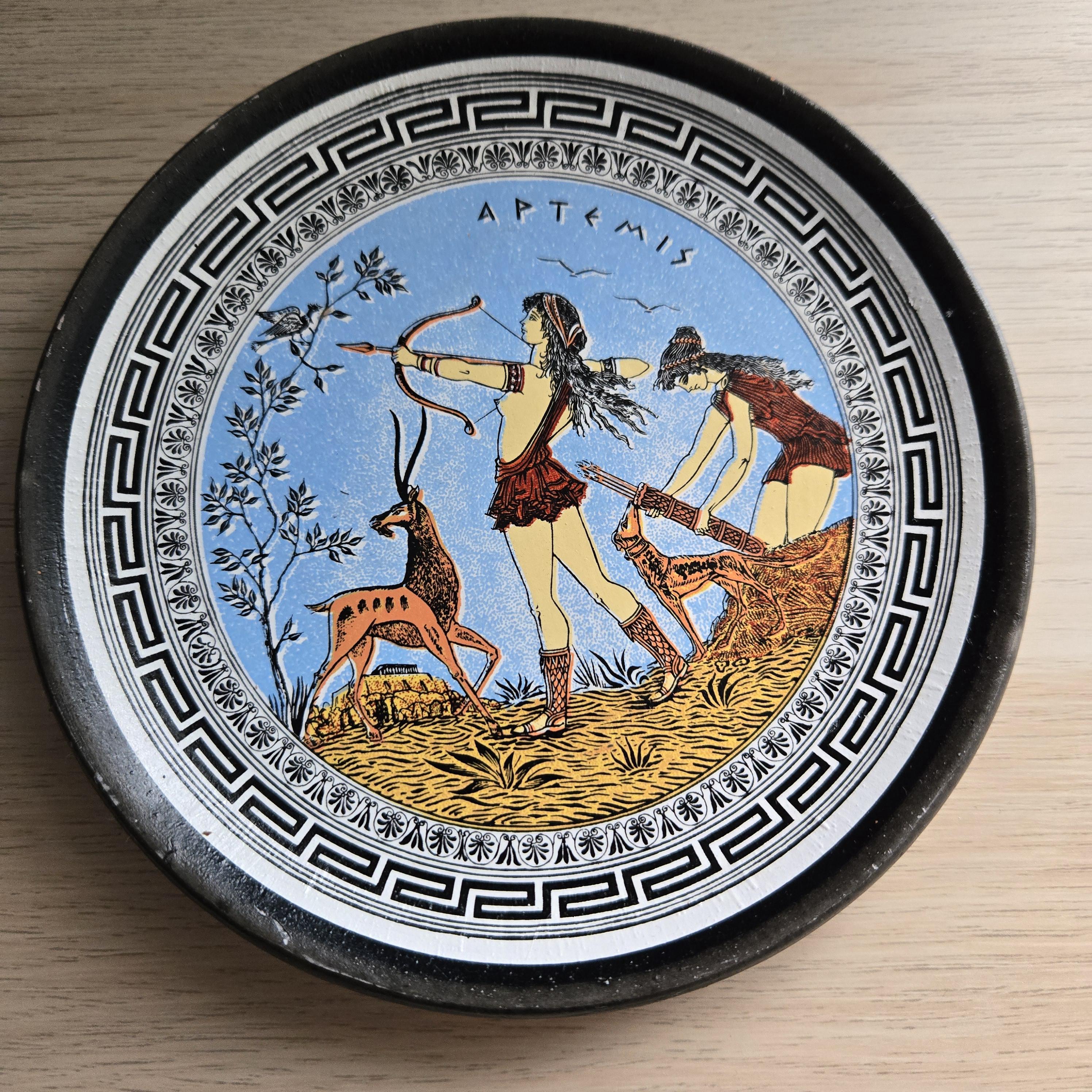Vintage Greek Mythology Plate Set: Artemis & Bull-leaping Wall Decor - Etsy
