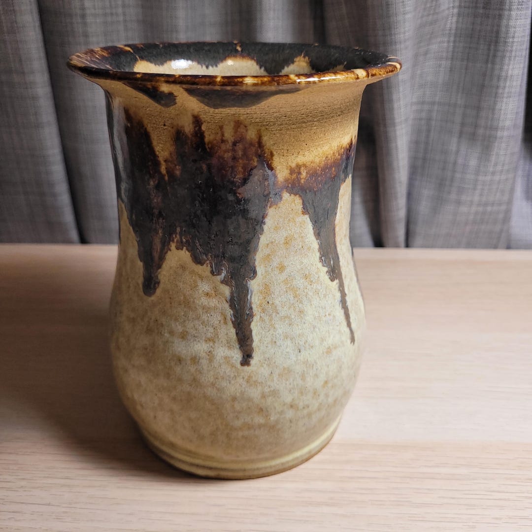 Vintage 70s Studio Pottery Abstract Stoneware Vase Fat Lava Glaze ...