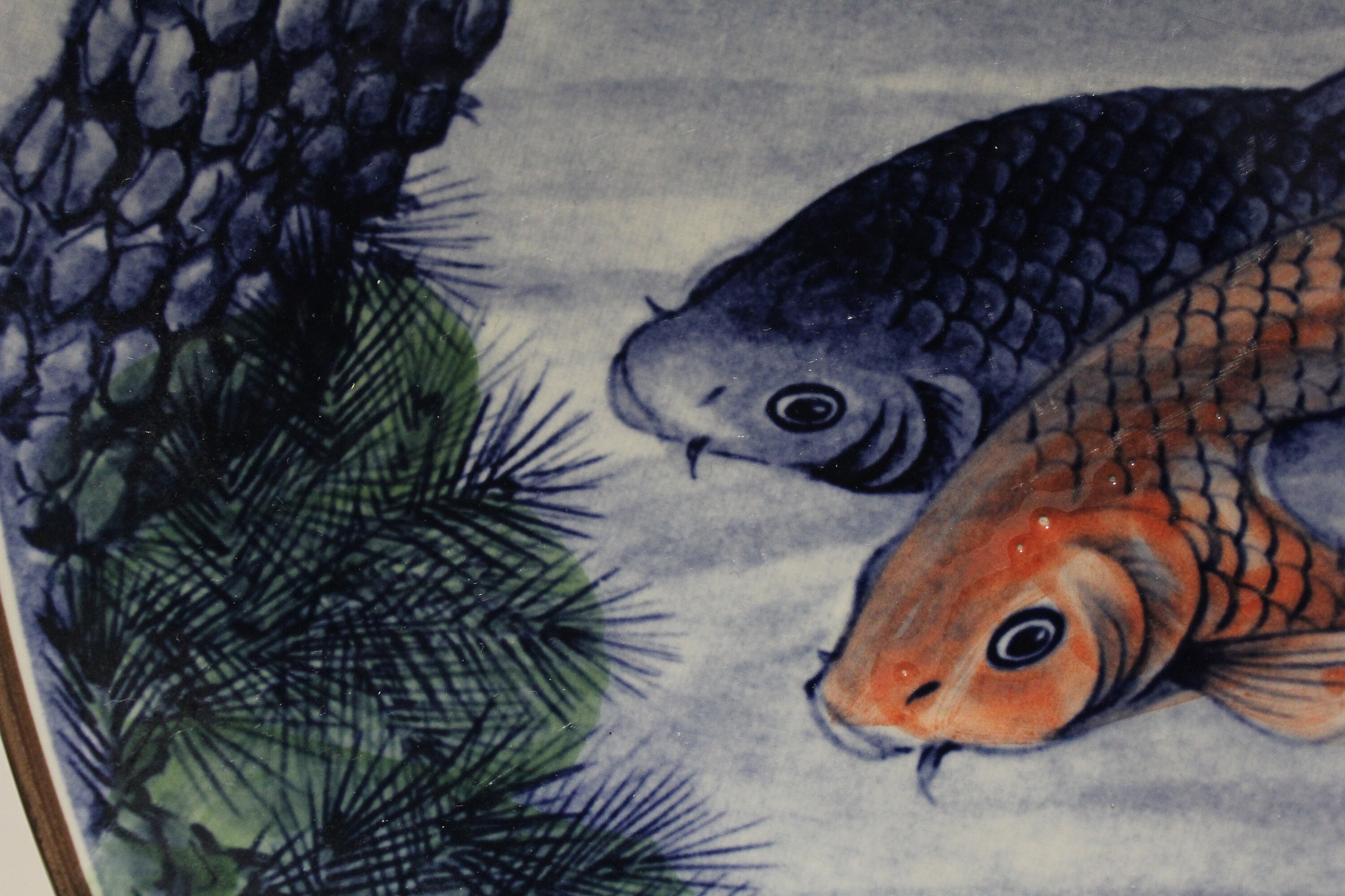 16 Japan Vintage Koi Fish Plate, Taraku Old Work, Showa Retro, Arita ...