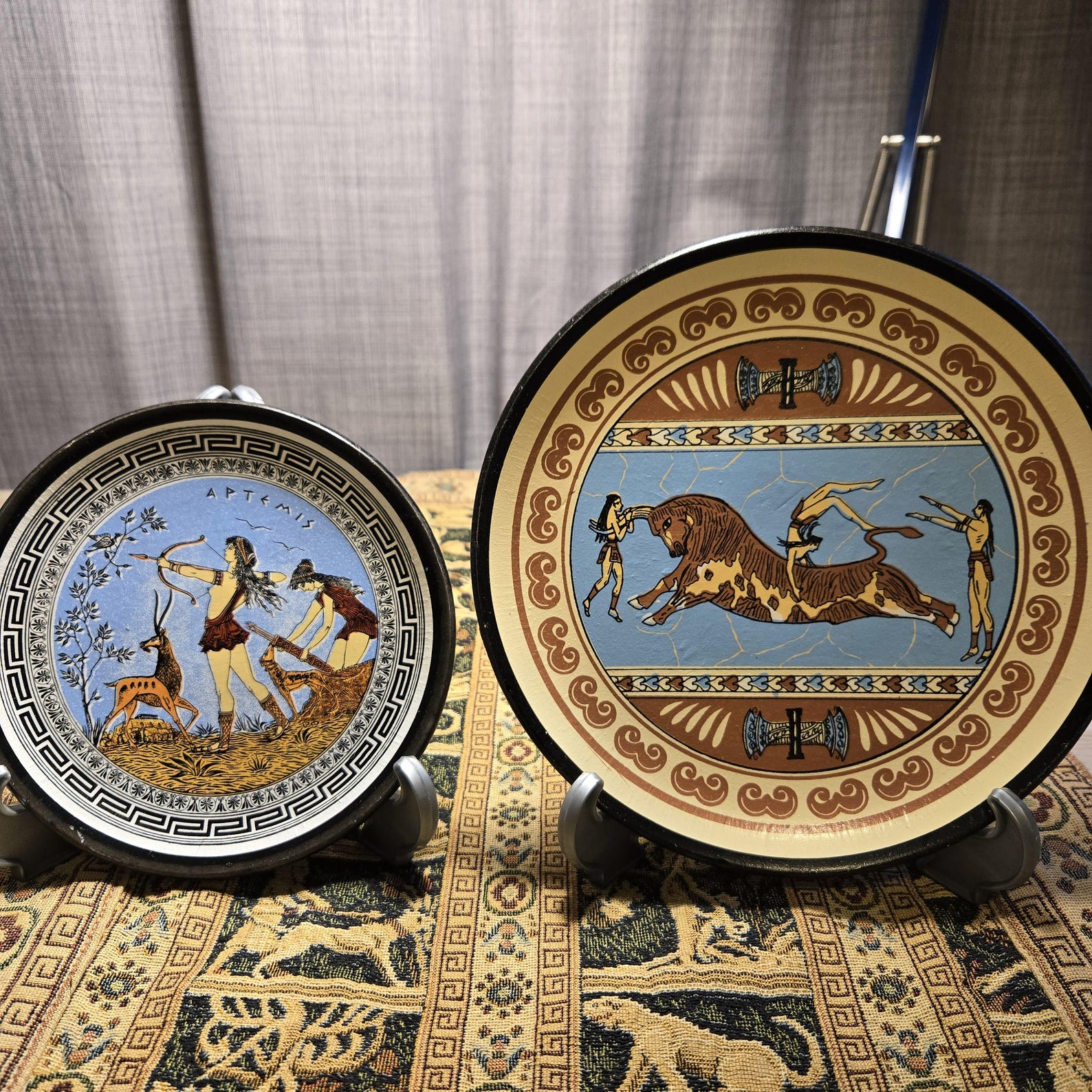 Vintage Greek Mythology Plate Set: Artemis & Bull-leaping Wall Decor - Etsy