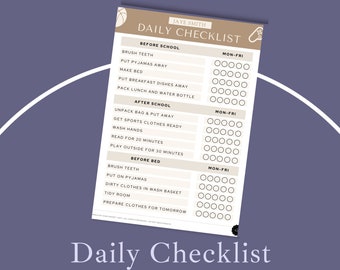 Editable Kids Checklist | Chore List | Daily Habit Tracker - INSTANT ...