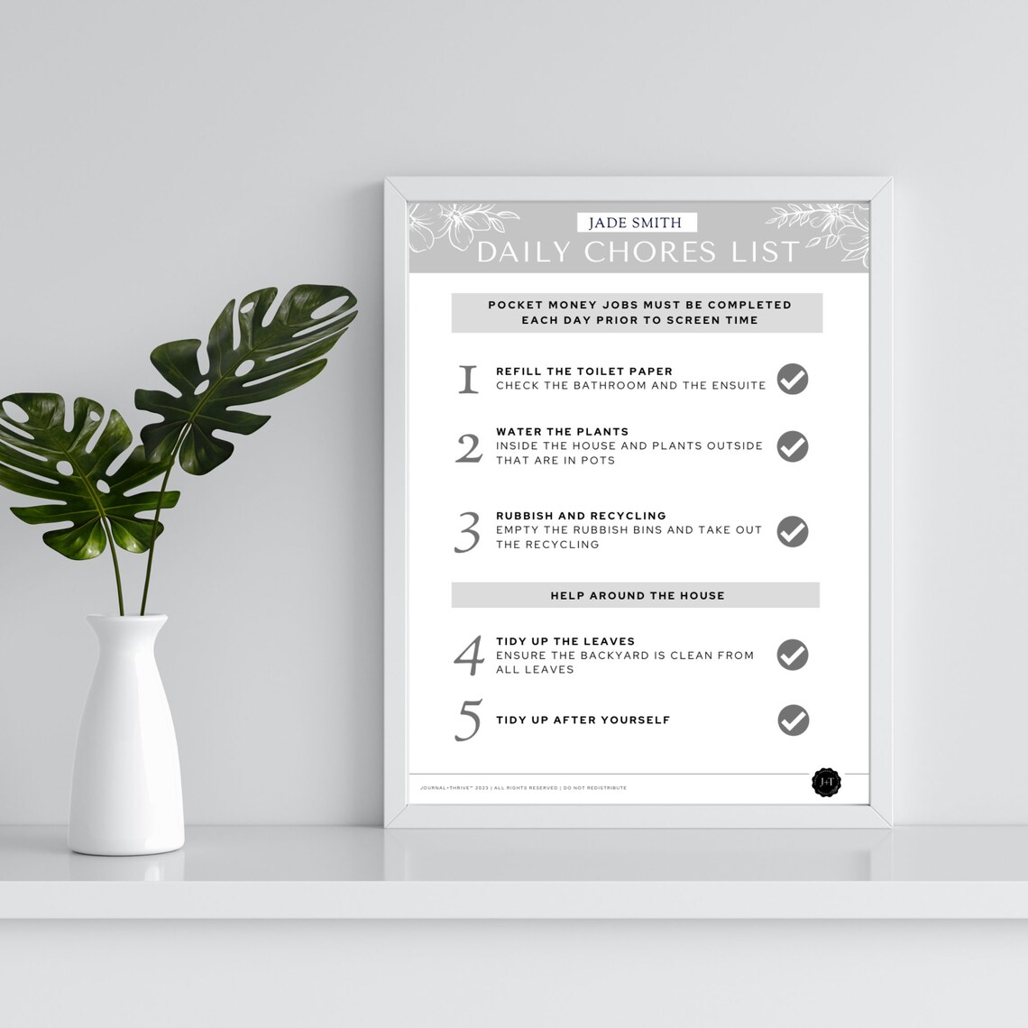 Editable Daily Chore/ Jobs Chart | Printable Checklist - INSTANT ...
