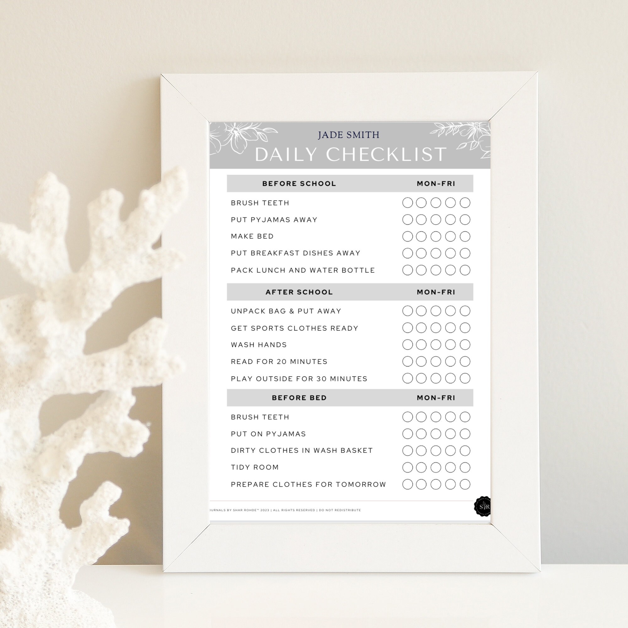 Editable Kids Checklist Chore List Daily Habit Tracker INSTANT DOWNLOAD ...